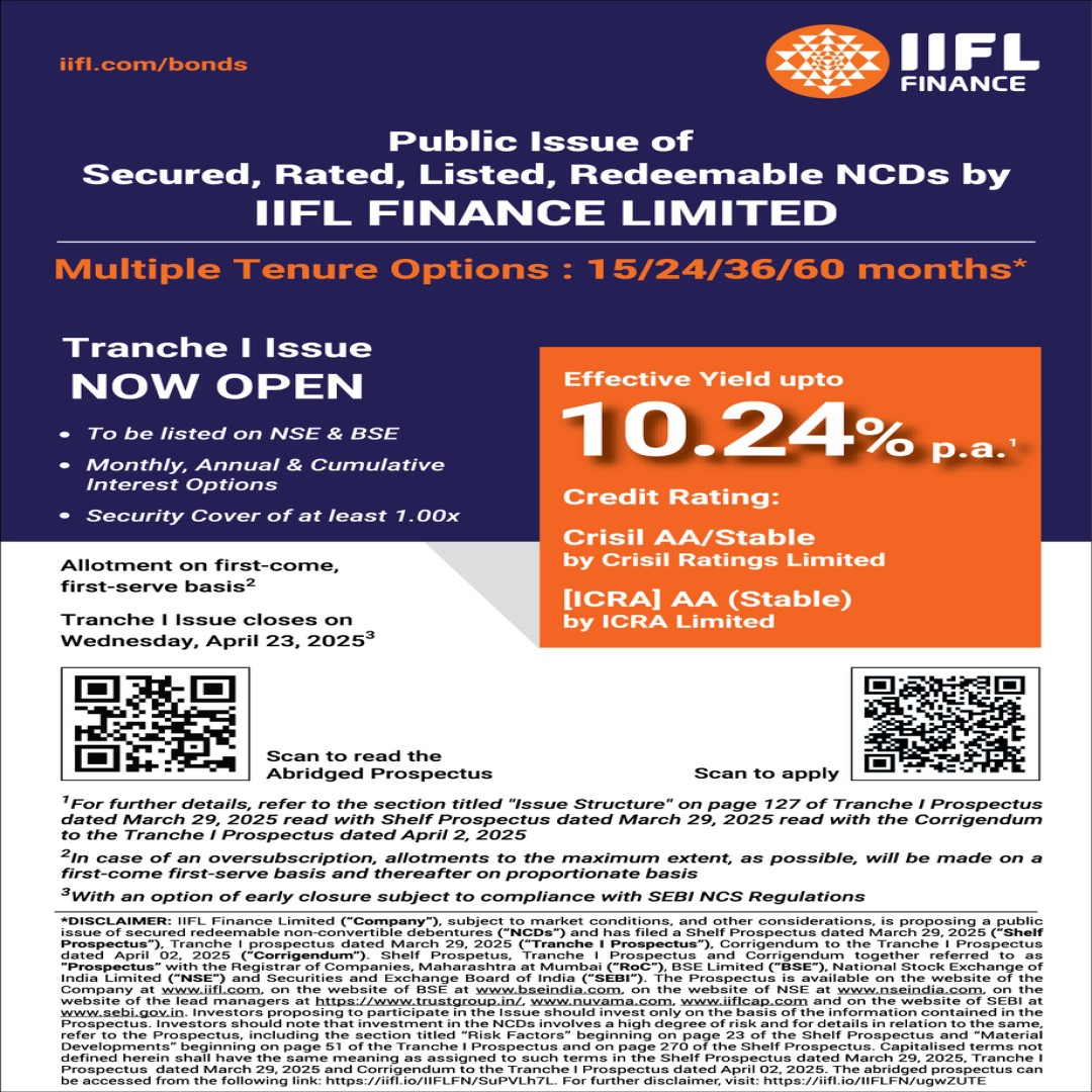 IIFL Finance to Raise up to Rs. 500 Crores via Bonds, Coupon Up to 10. ...